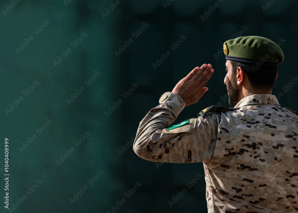 Saudi Arabian soldiers giving salute during ceremony military, glory ...