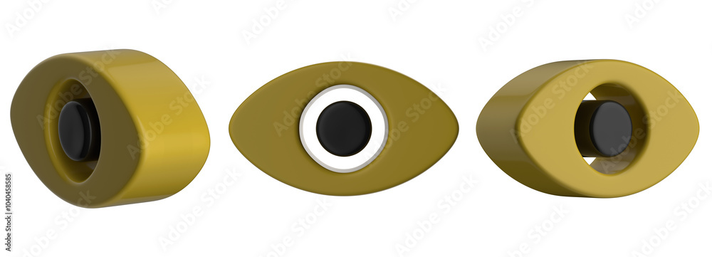 Yellow black Eye 3d on transparent background. App icon. render ...
