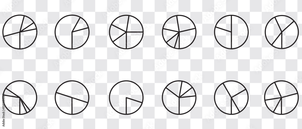 Pie chart infographic set. Circle diagram collection with sections or ...