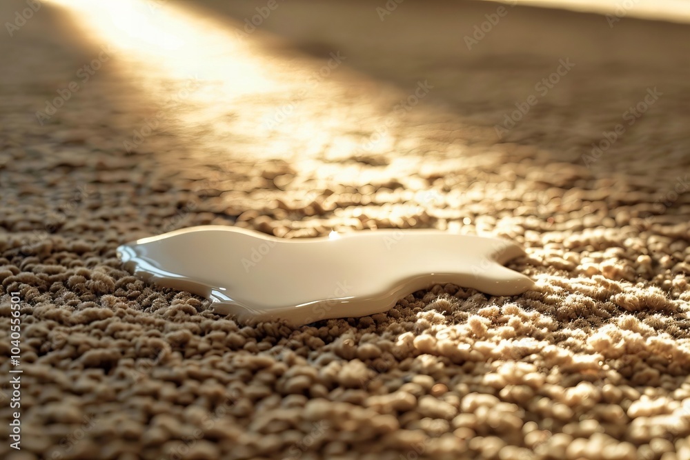 Close-up Capture of Spilled Milk on Carpet: A Detailed Look at the Mess ...