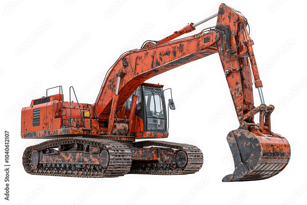 Red Excavator isolated on transparent background, png file, no ...