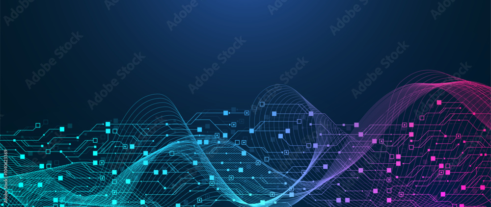 Artificial Intelligence with circuit electric line style. Digital ...