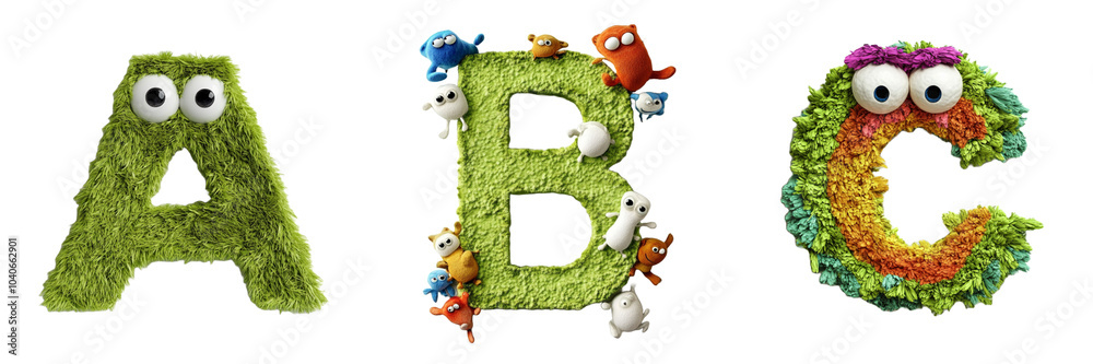 Letter A, B and C. Puppet Alphabet and Letters, childlike font. PNG ...