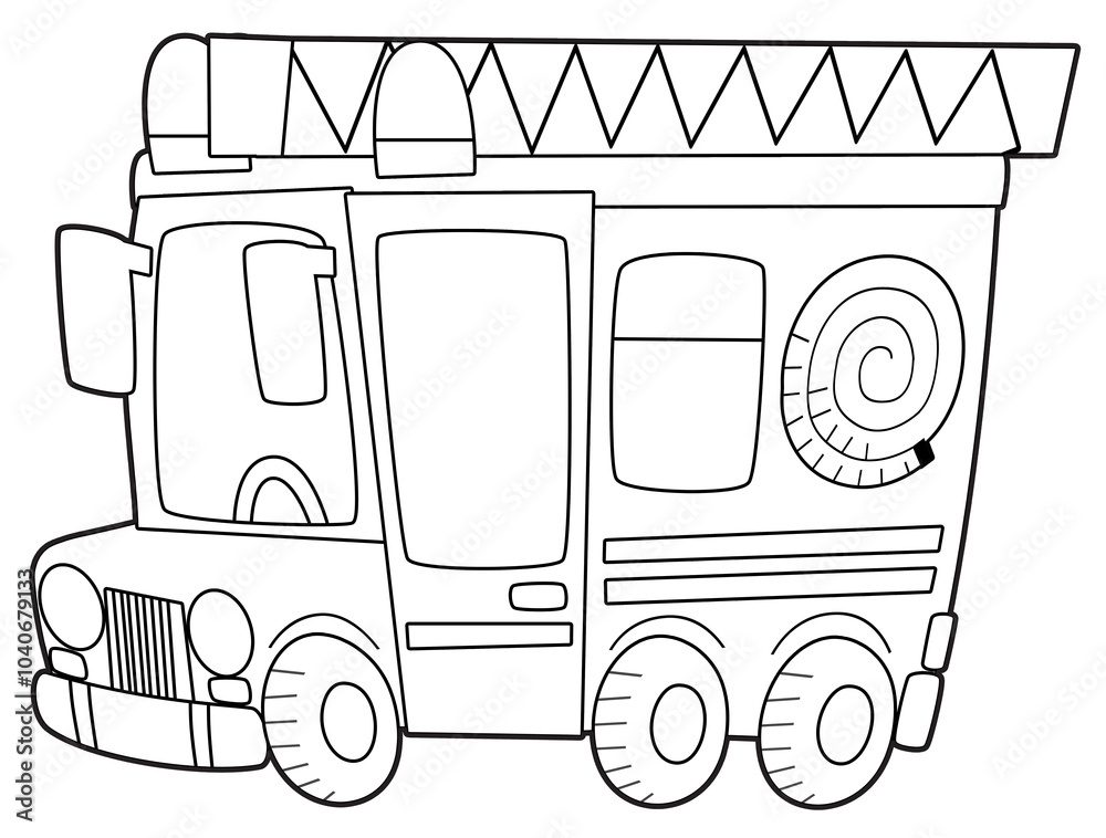 Coloring page fireman fire brigade car vehicle coloring page isolated ...