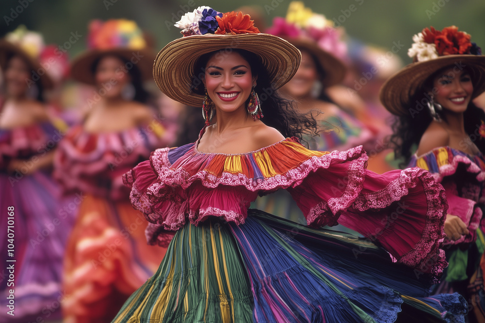 Celebración folklórica, mujeres panameñas con tembleques y trajes ...