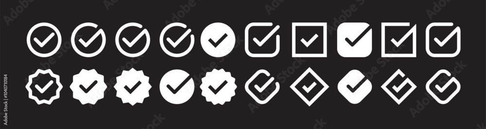 checkmark vector, checkmark icon set, approved symbol, checked checkbox mark, checkmark set ...