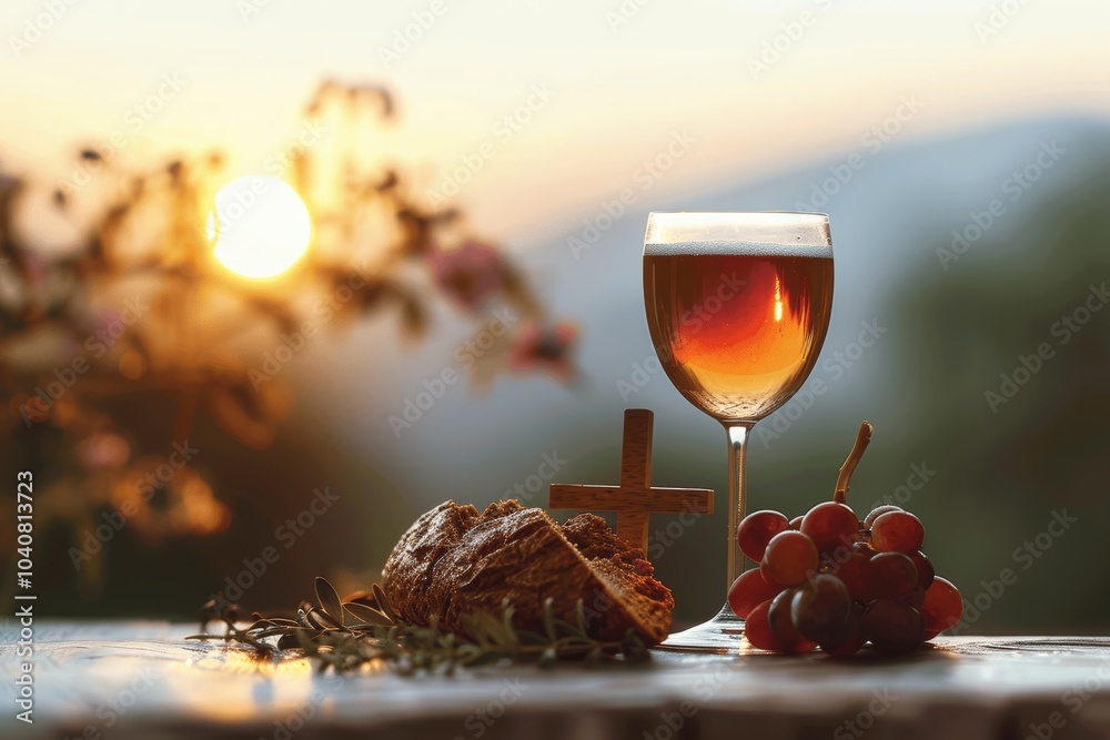 Holy Communion Symbolizing the Blood and Flesh of Jesus Christ with ...