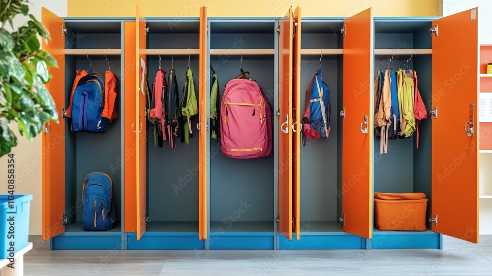 Open Student Lockers at School: A Scene Featuring School Lockers with ...
