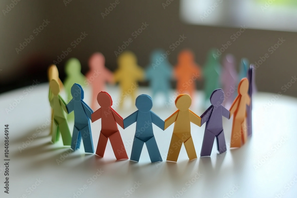 An origami representation of diverse people coming together in a circle ...