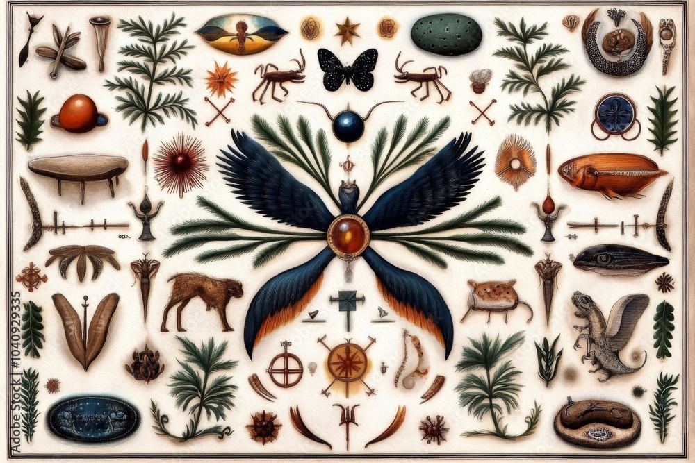 Old alchemical manuscript depicting the transmutation process, with ...