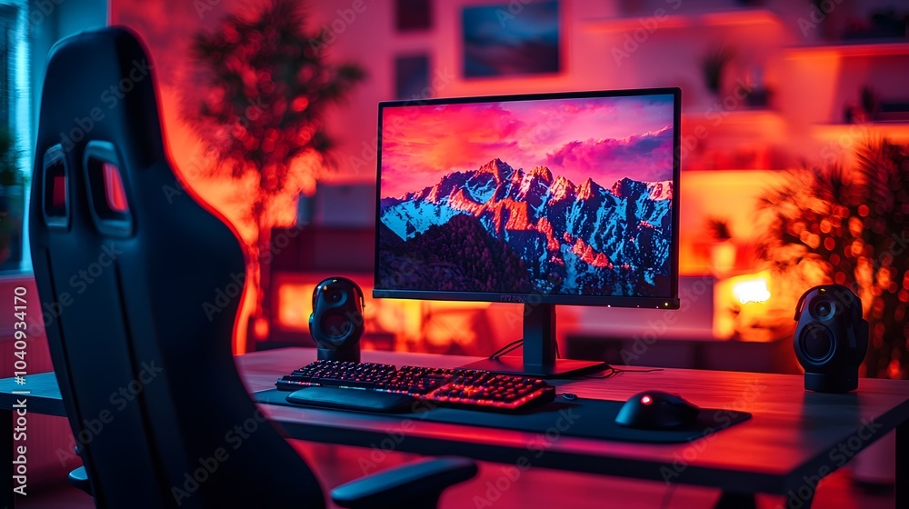 Cozy and Efficient Minimalist Game Room Setup with Small Desk Single ...