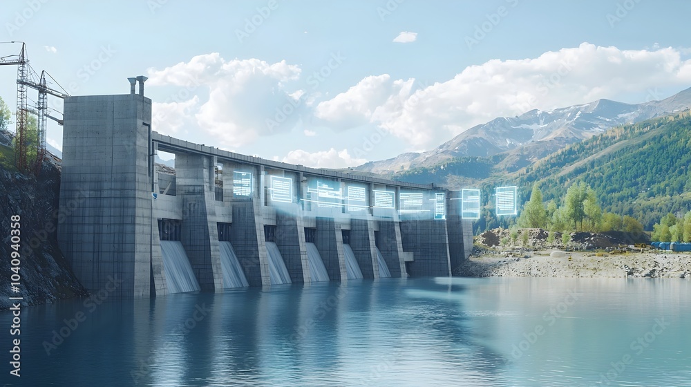 Concrete dam construction project visualized through holographic ...