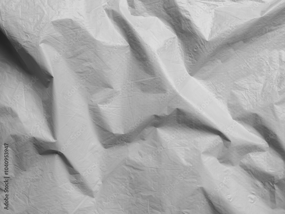 Grey background plastic wrinkle bag film glossy crumpled overlay ...