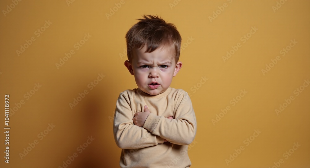 Mad male kid, angry annoyed and frustrated child emotion little boy ...