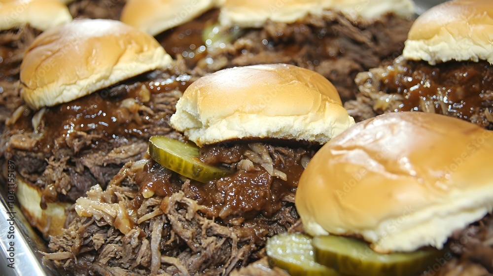 Mouthwatering mini organic beef sliders with tangy pickles and creamy ...