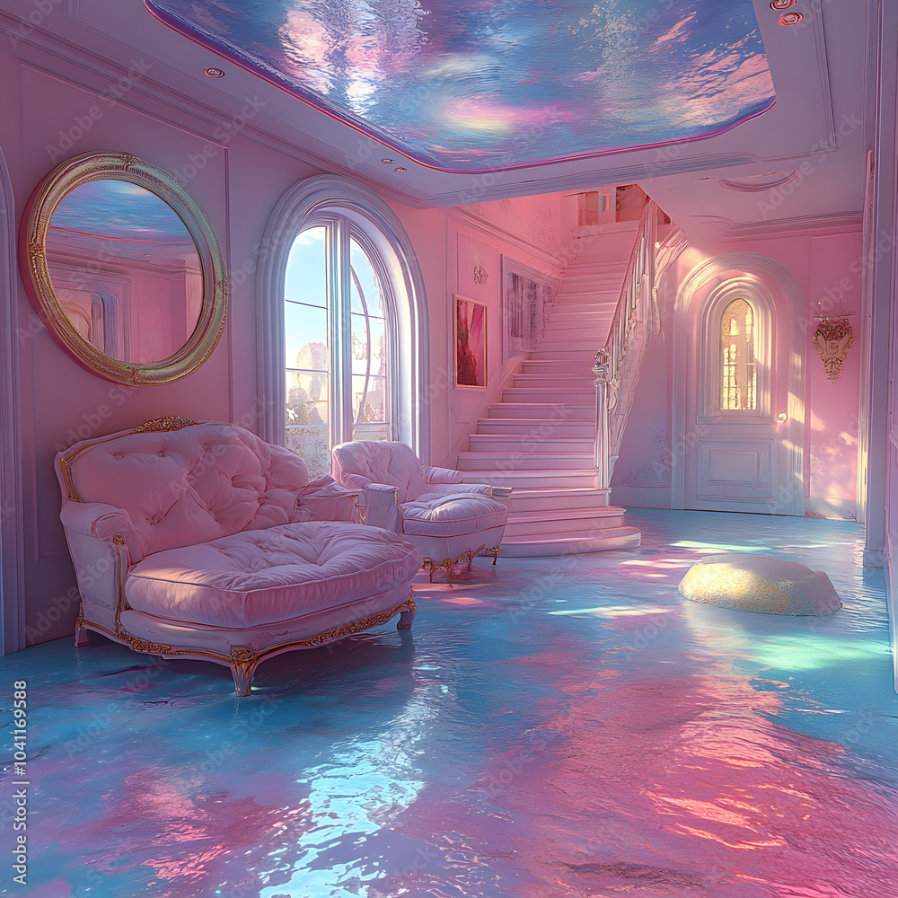 In a room where gravity has reversed, furniture floats toward the ...