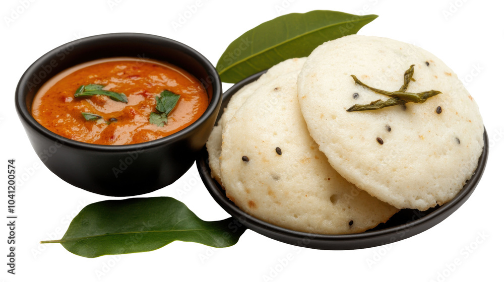 Traditional south indian breakfast: idli with coconut chutney for ...