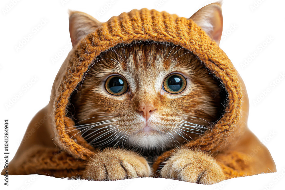 Orange cat winter coat isolated on transparent background, png file, no ...