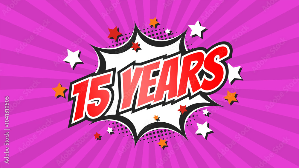 Celebratory animation for 15th fifteenth anniversary - 15 fifteen years ...
