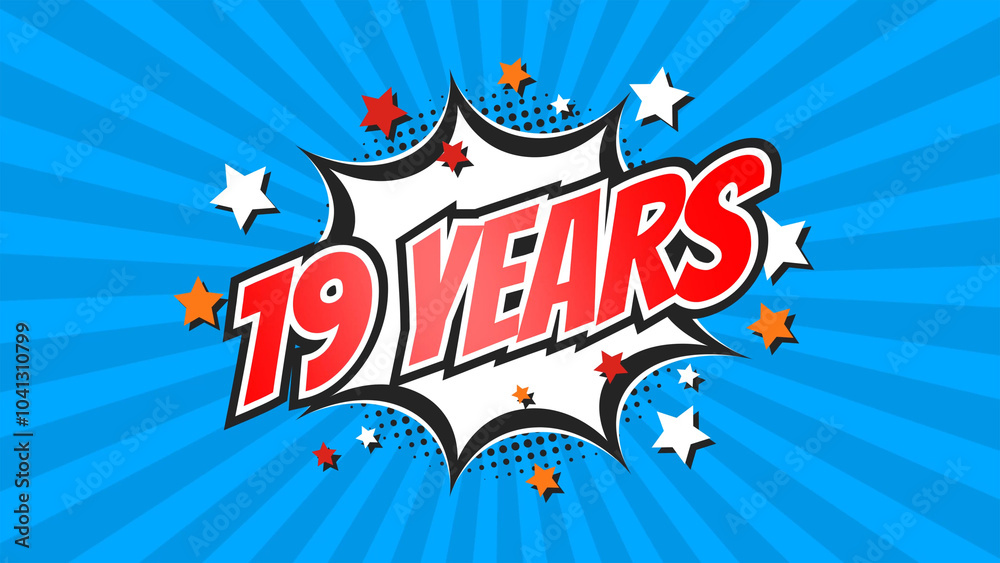 Celebratory animation for 19th nineteenth anniversary - 19 nineteen ...