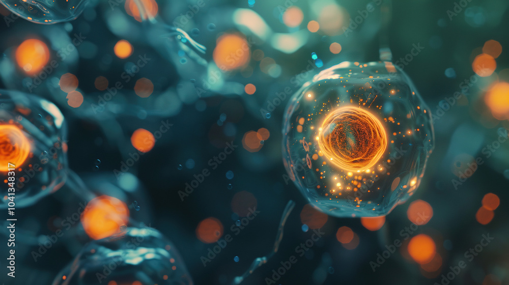 Microscopic view of a cell undergoing apoptosis, with visible shrinking ...