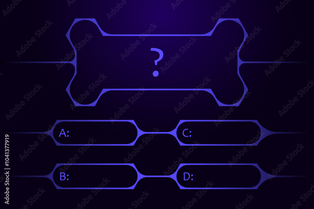 Quiz template. Multiple choice, question mark, answer options ...