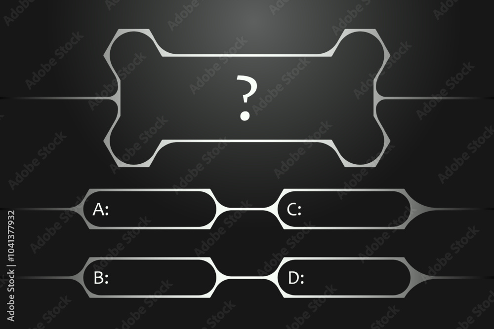 Quiz template. Multiple choice, question mark, answer options ...
