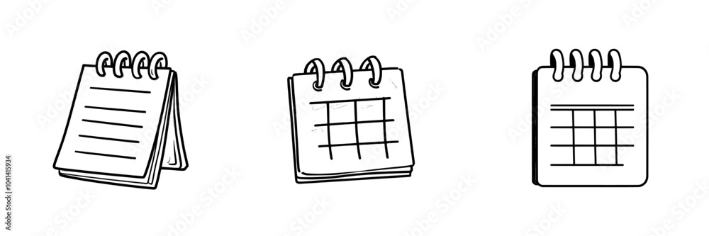 Calendar blank template with doodle style. Clip art for planning, diary ...
