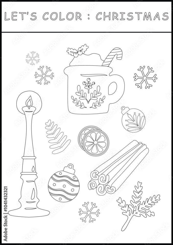 Christmas winter printable worksheet coloring page in black and white ...