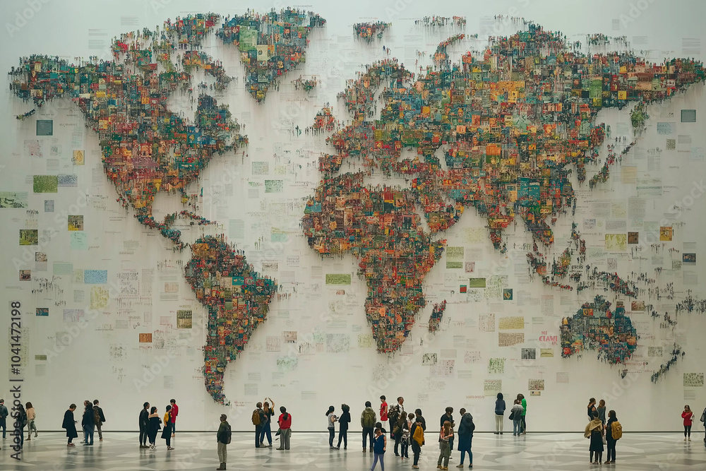 Foto de Stock tiny computional images in a giant matrix and map ...