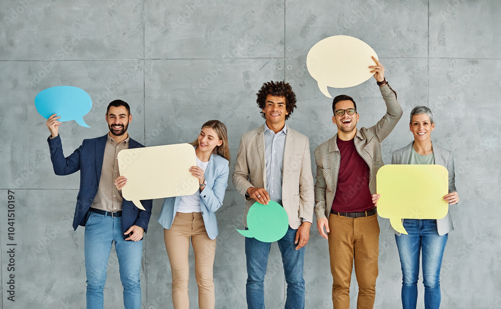 sign business man woman holding blank group message team businessman ...