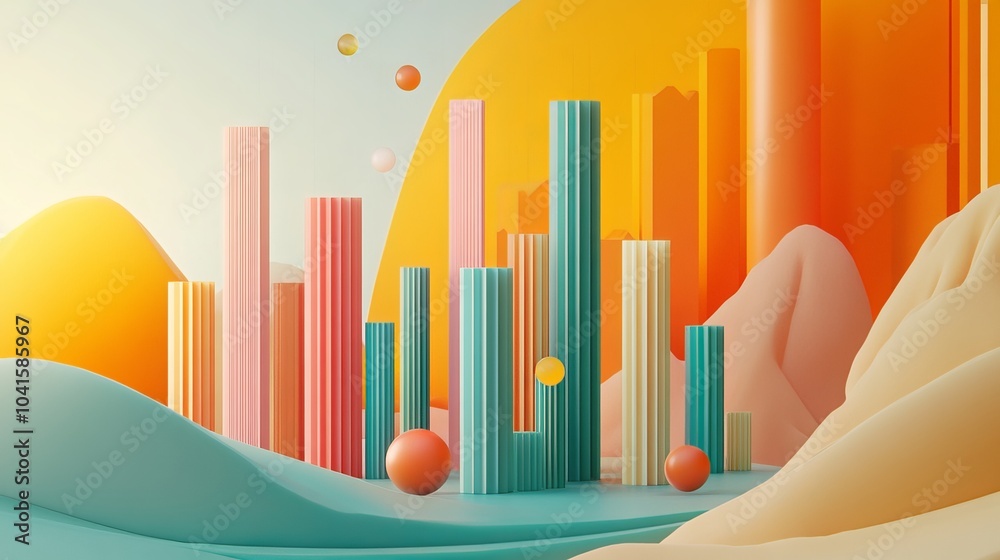 A modern concept of finance growth, depicted in a three-dimensional ...