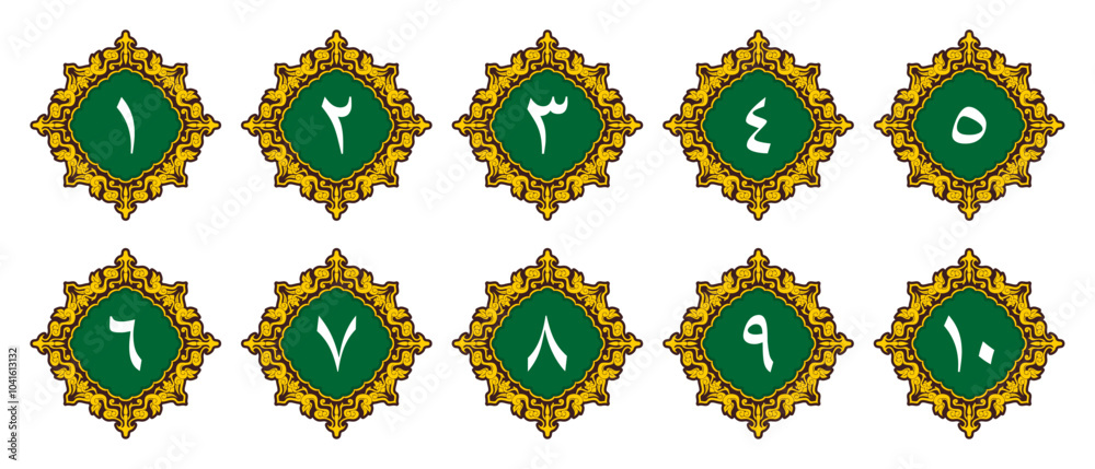 Luxury Arabic Numerals with Ornamental Design Isolated on White ...