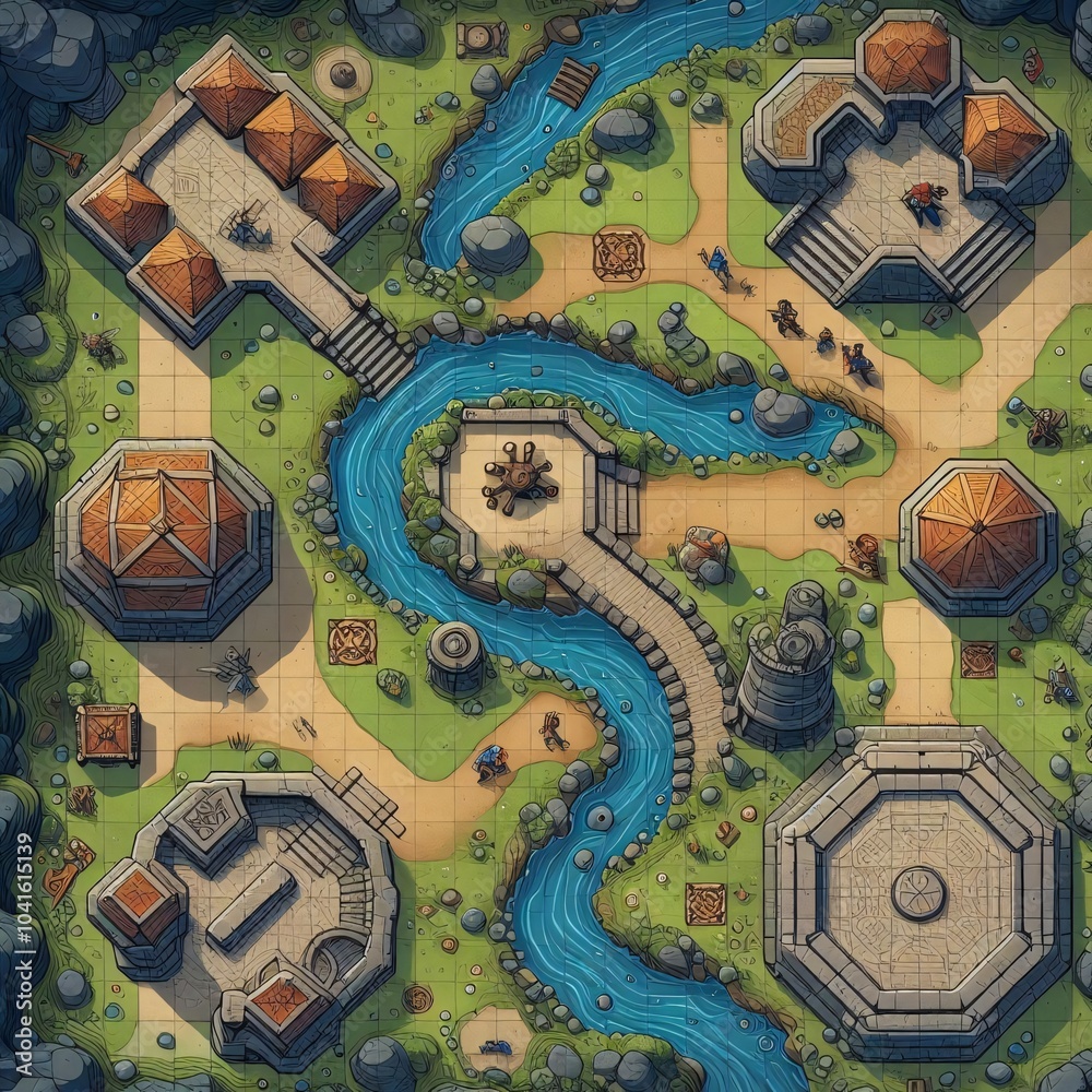 Dnd Battlemap : temple of water Stock Illustration | Adobe Stock