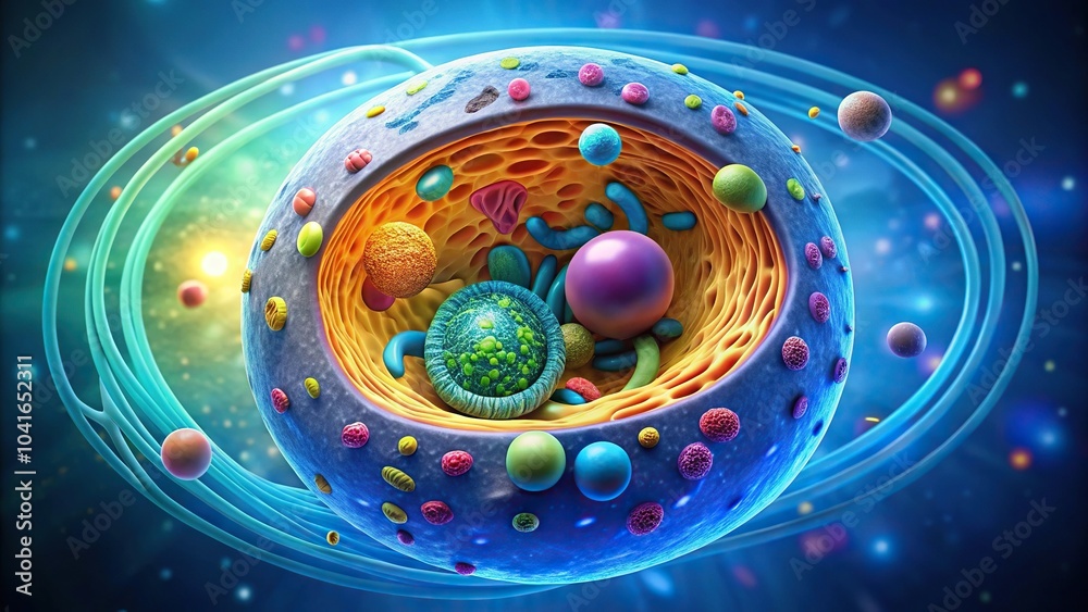 Asymmetrical components of a eukaryotic cell nucleus, organelles, and ...
