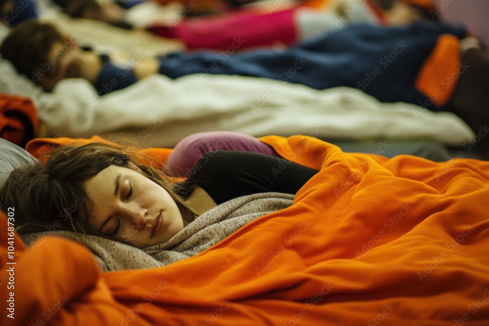Homeless Shelter - Women Sleeping in Hostel - Social Issue Background ...