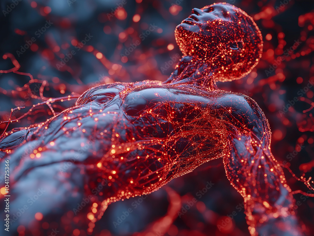 Vector illustration of the blood path with acid on the human body ...