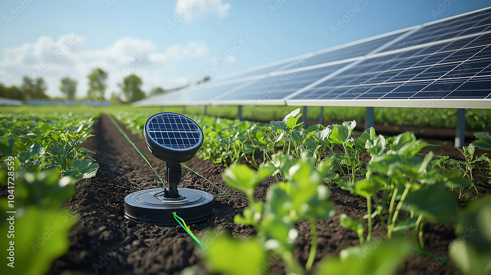 Solar Panel Powered Irrigation System for Crops Stock Photo | Adobe Stock
