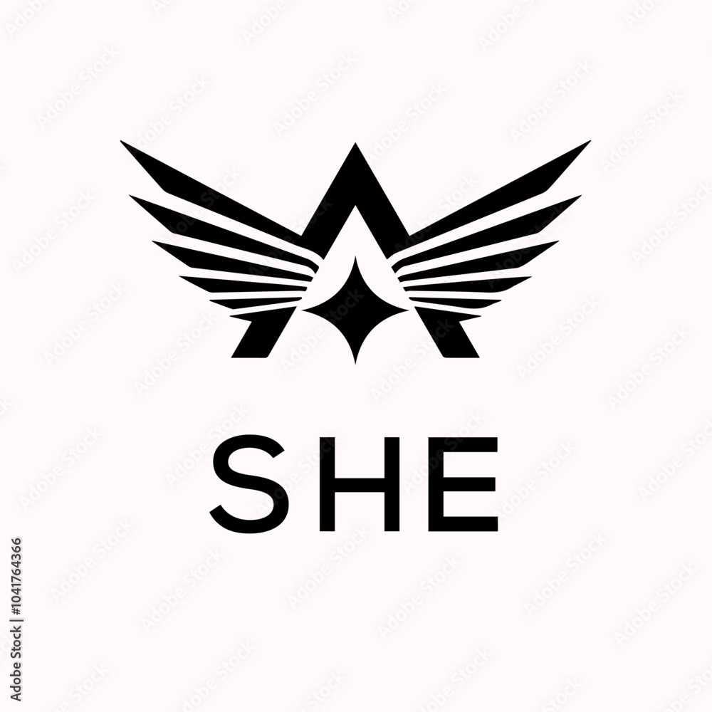 SHE letter logo design with black background in illustrator, vector ...
