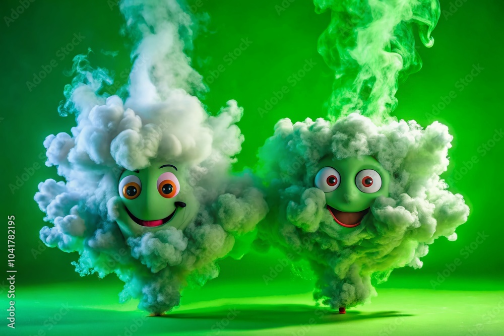 Cartoon Smoke Animation Loop Effect on Green Screen for Creative ...