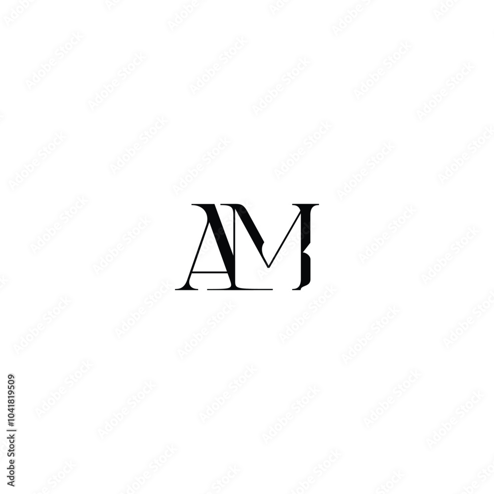 AM monogram logo design letter text name symbol monochrome logotype ...