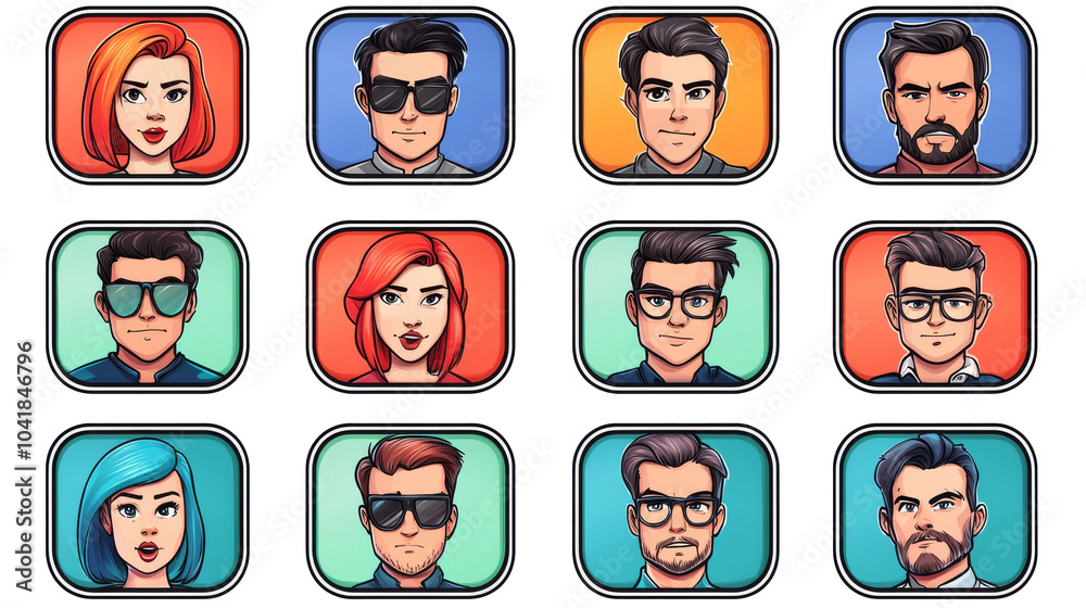 Cartoon Avatar Collection Stock Illustration | Adobe Stock