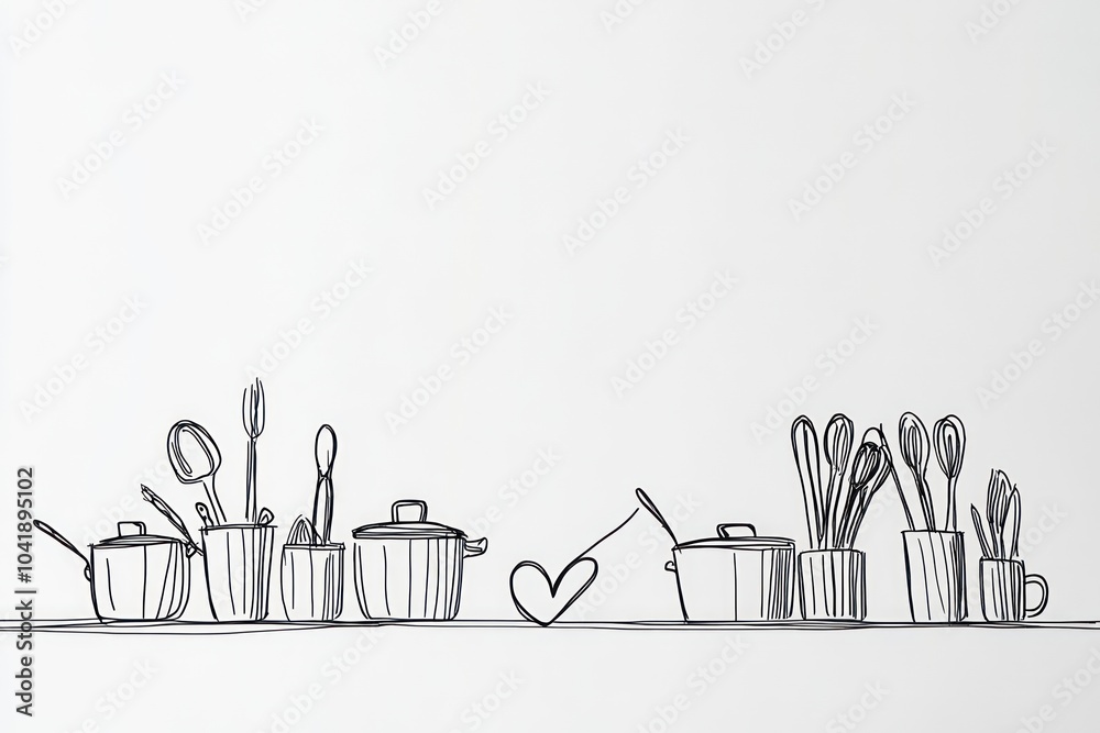 One Line Drawing style uses simple shapes made of lines in a side view ...