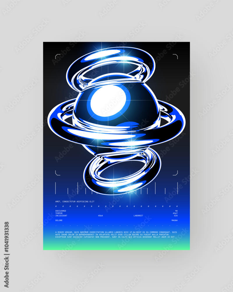 Futuristic Abstract Cyberpunk Poster Design. Y2K Neon-lit geometric ...