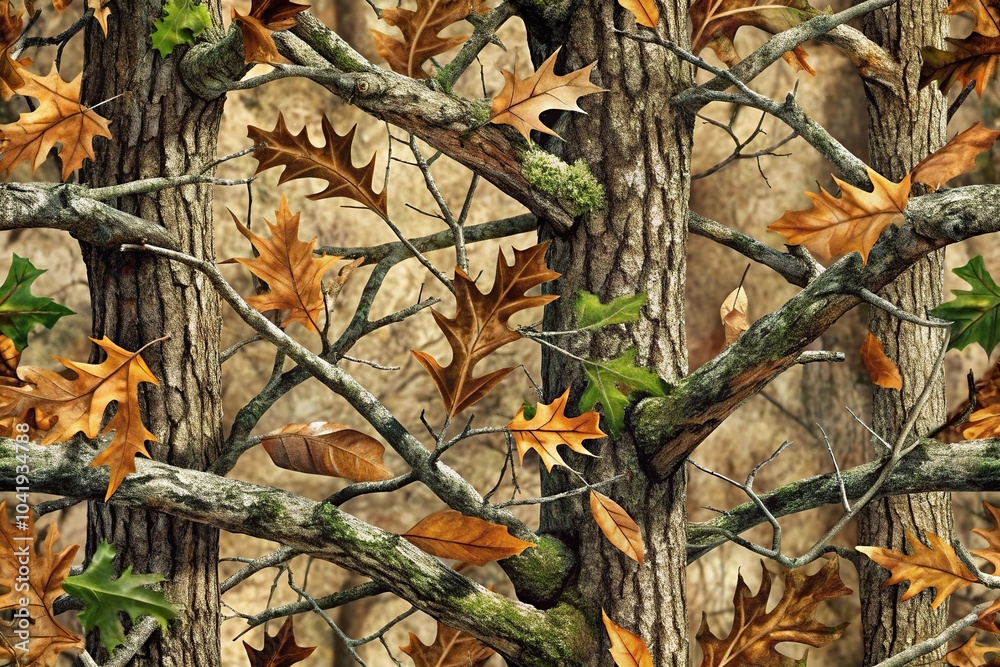Forced perspective mossy oak tree leaves and branches seamless hunting ...