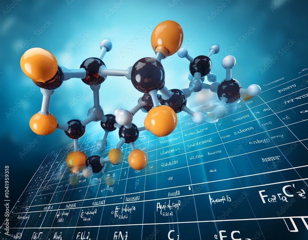 structural chemical formula of cortisol hormone shown from low angle ...