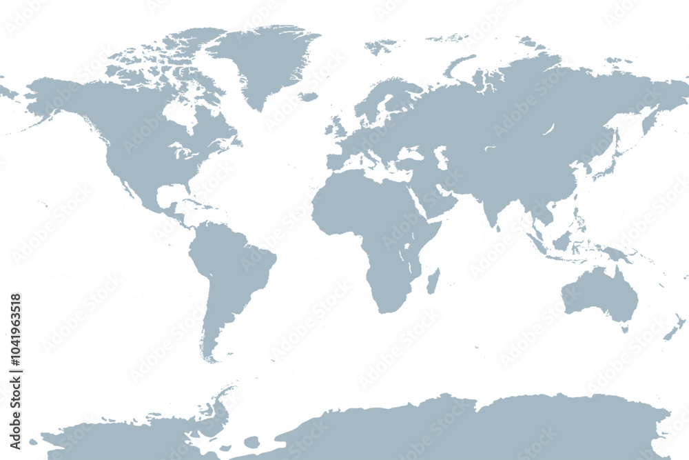 The world, gray general reference map. Map of the surface of the Earth ...