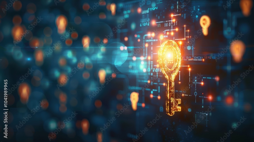 Digital Strategy Concept: Illuminated Key Unlocking Knowledge in a ...