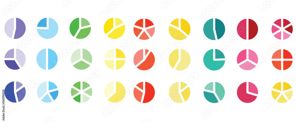 collection of infographic elements, pie chart vector, bar graph, color ...