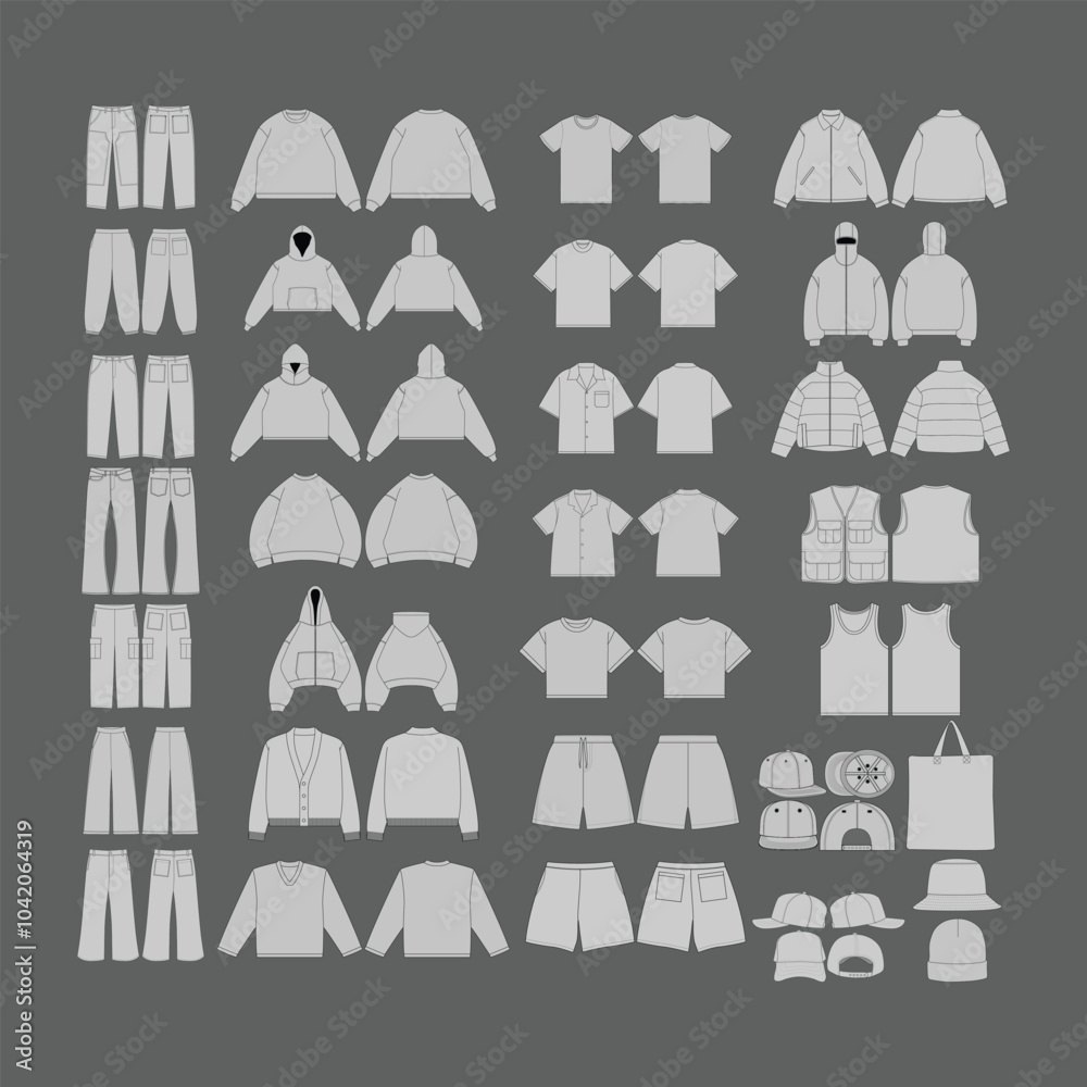 Streetwear Clothing Vector Mockup Pack Techpack Mockups Clothing Brand ...